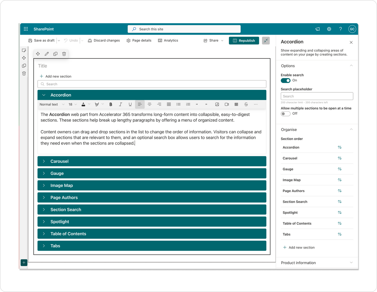 Accordion - Accelerator 365 by Reply